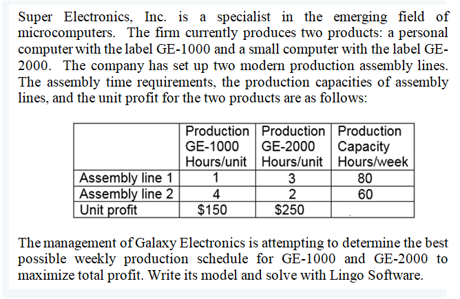 Solved please use lingo program to solve. please use | Chegg.com