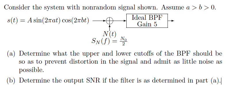Solved = - Consider the system with nonrandom signal shown. | Chegg.com