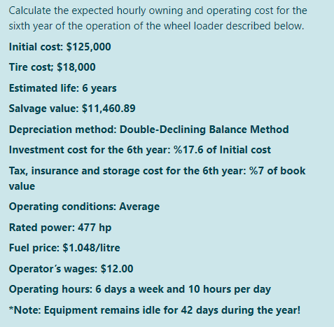 Solved Calculate the expected hourly owning and operating | Chegg.com