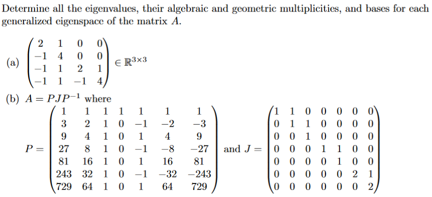 Solved Determine all the eigenvalues, their algebraic and | Chegg.com
