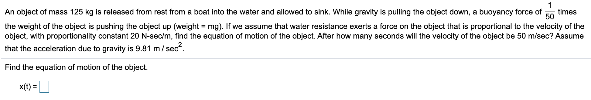 Solved A 500-lb object is released from rest 600 ft above | Chegg.com
