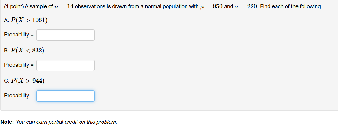 Solved (1 ﻿point) ﻿A sample of n=14 ﻿observations is ﻿drawn | Chegg.com