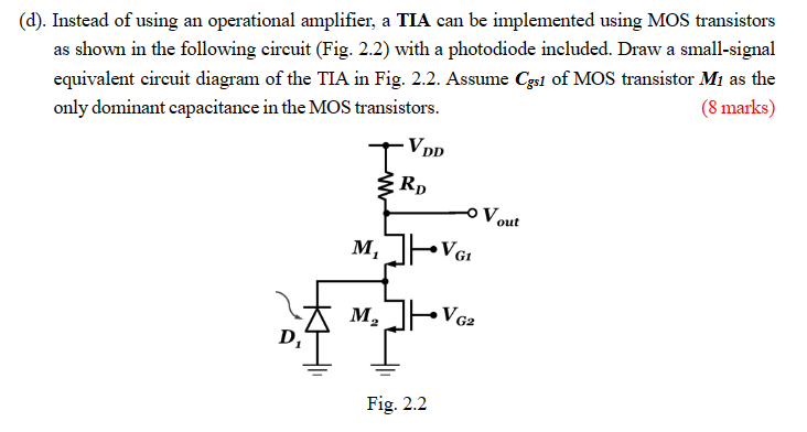 (d). Instead of using an operational amplifier, a TIA | Chegg.com