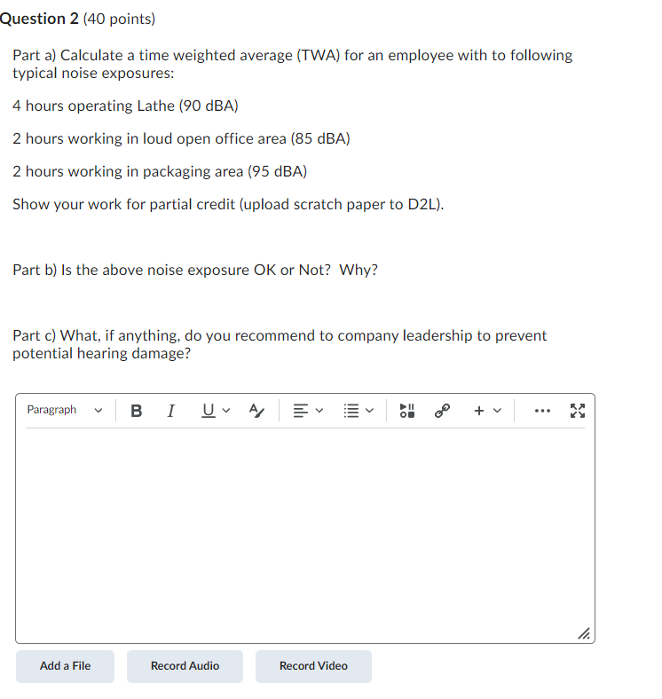 Solved Part a) Calculate a time weighted average (TWA) for | Chegg.com