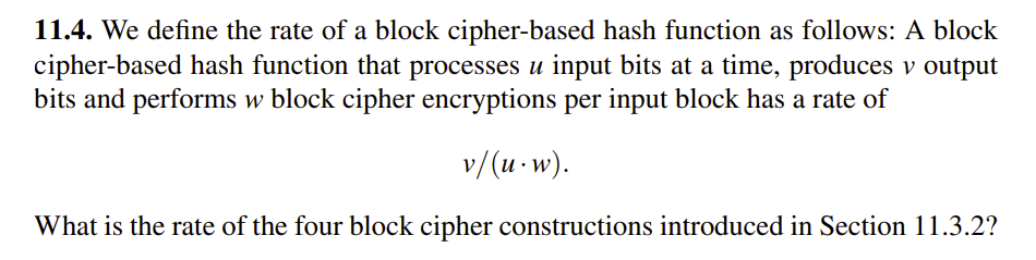 We define the rate of a block cipher-based hash | Chegg.com