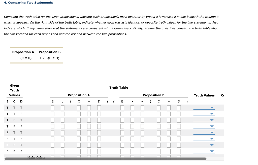 Solved Complete the truth table for the given propositions. | Chegg.com Solved Complete the truth table for the given propositions. | Chegg.com