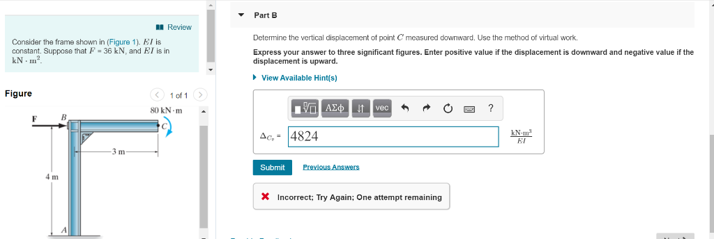Solved Part B Determine the vertical displacement of point C | Chegg.com