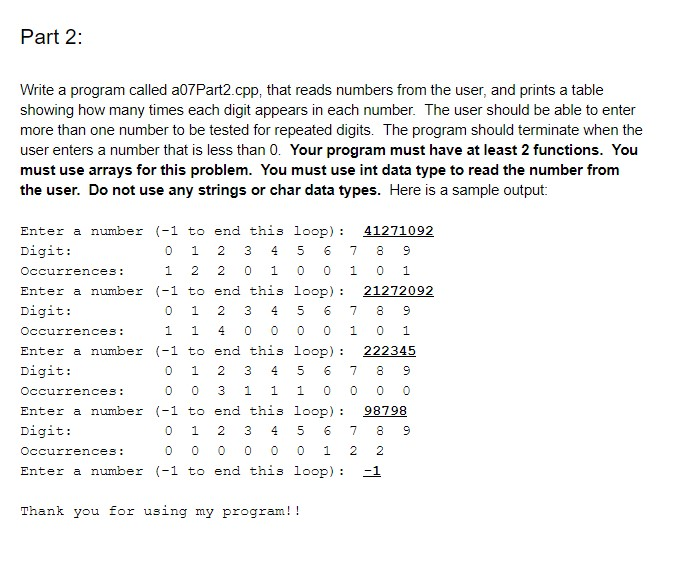 Solved Part 1 Write A Program Called A07part1cpp That 9331