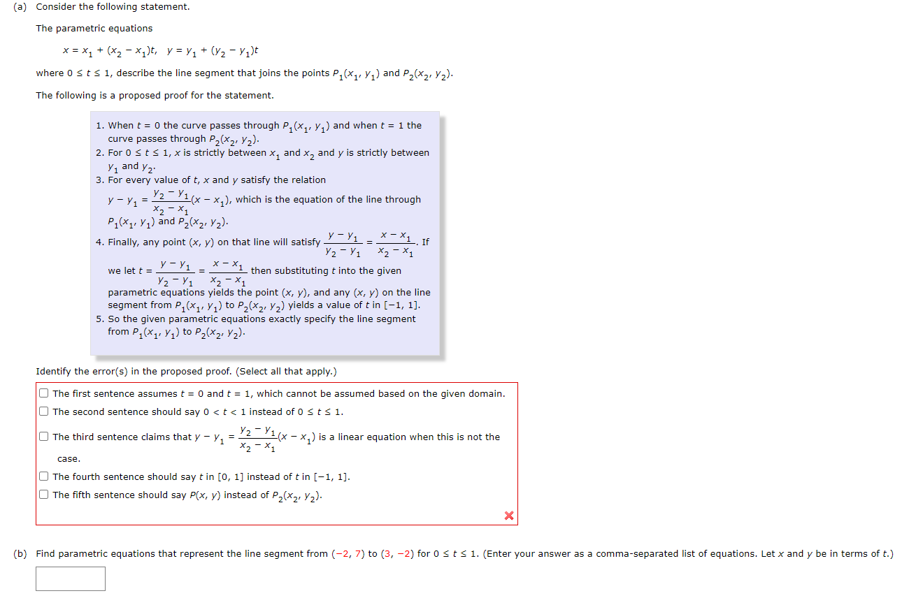Solved (a) Consider the following statement. The parametric | Chegg.com