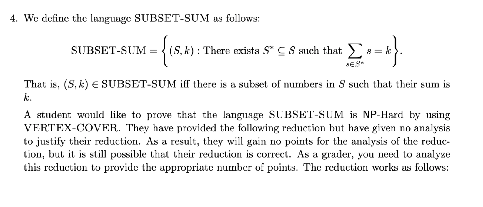 4. We define the language SUBSET-SUM as follows: | Chegg.com