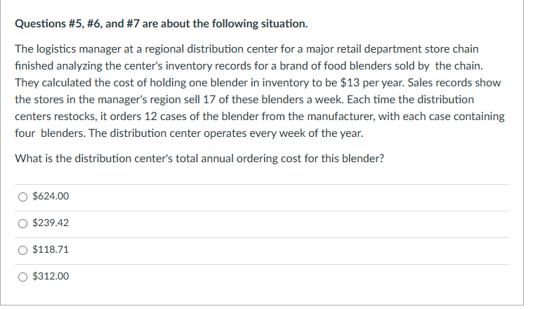 Solved Questions \#5, \#6, and \#7 are about the following | Chegg.com