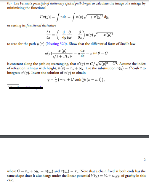 (b) Use Fermat's principle of stationary optical path | Chegg.com