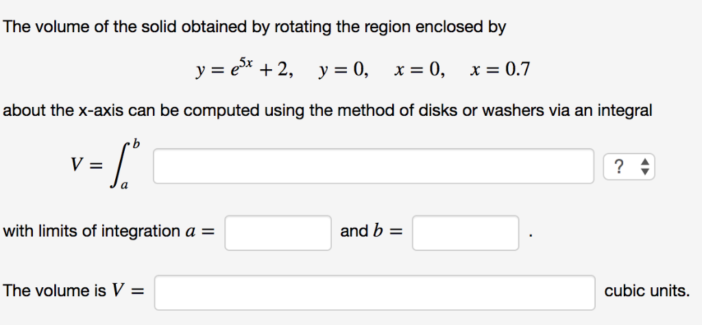 Solved The Volume Of The Solid Obtained By Rotating The