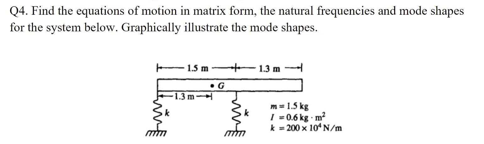 Solved Q4. Find the equations of motion in matrix form, the | Chegg.com