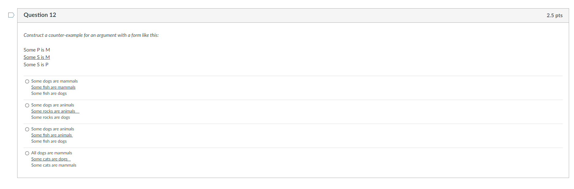 Construct a counter-example for an argument with a | Chegg.com