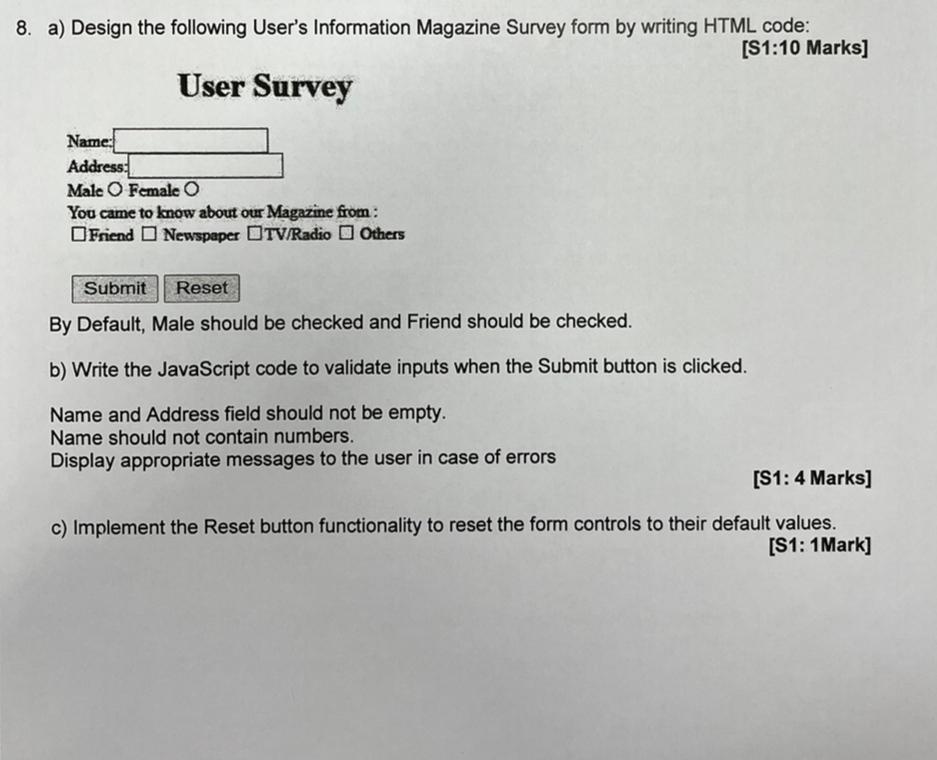 Solved a) Design the following User's Information Magazine | Chegg.com