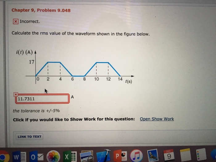 Solved Chapter 9, Problem 9.048 Incorrect. Calculate the rms | Chegg.com
