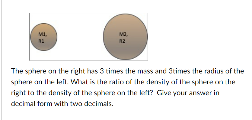 Solved M1, M2, R2 R1 The sphere on the right has 3 times the | Chegg.com