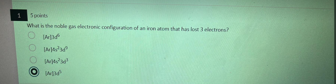 Solved What is the noble gas electronic configuration of an | Chegg.com