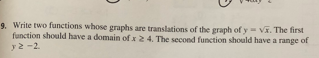 Solved 9. Write two functions whose graphs function should | Chegg.com