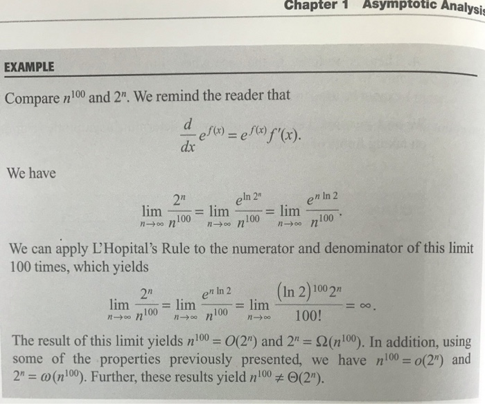 Solved I don’t understand how you get that e^nln2 / n^100 = | Chegg.com