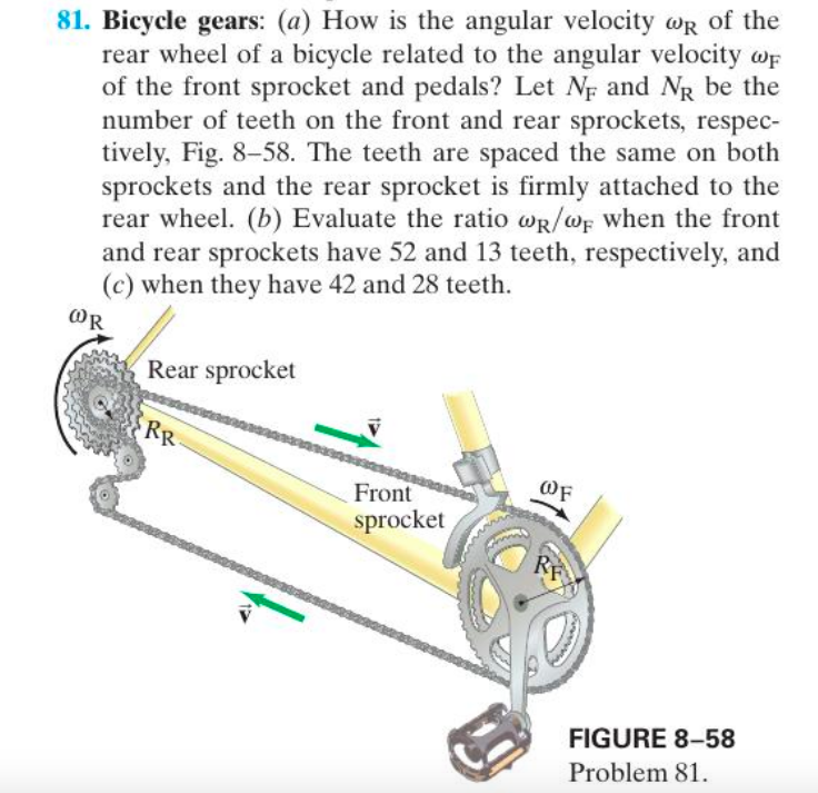Solved 81. Bicycle gears: (a) How is the angular velocity R | Chegg.com