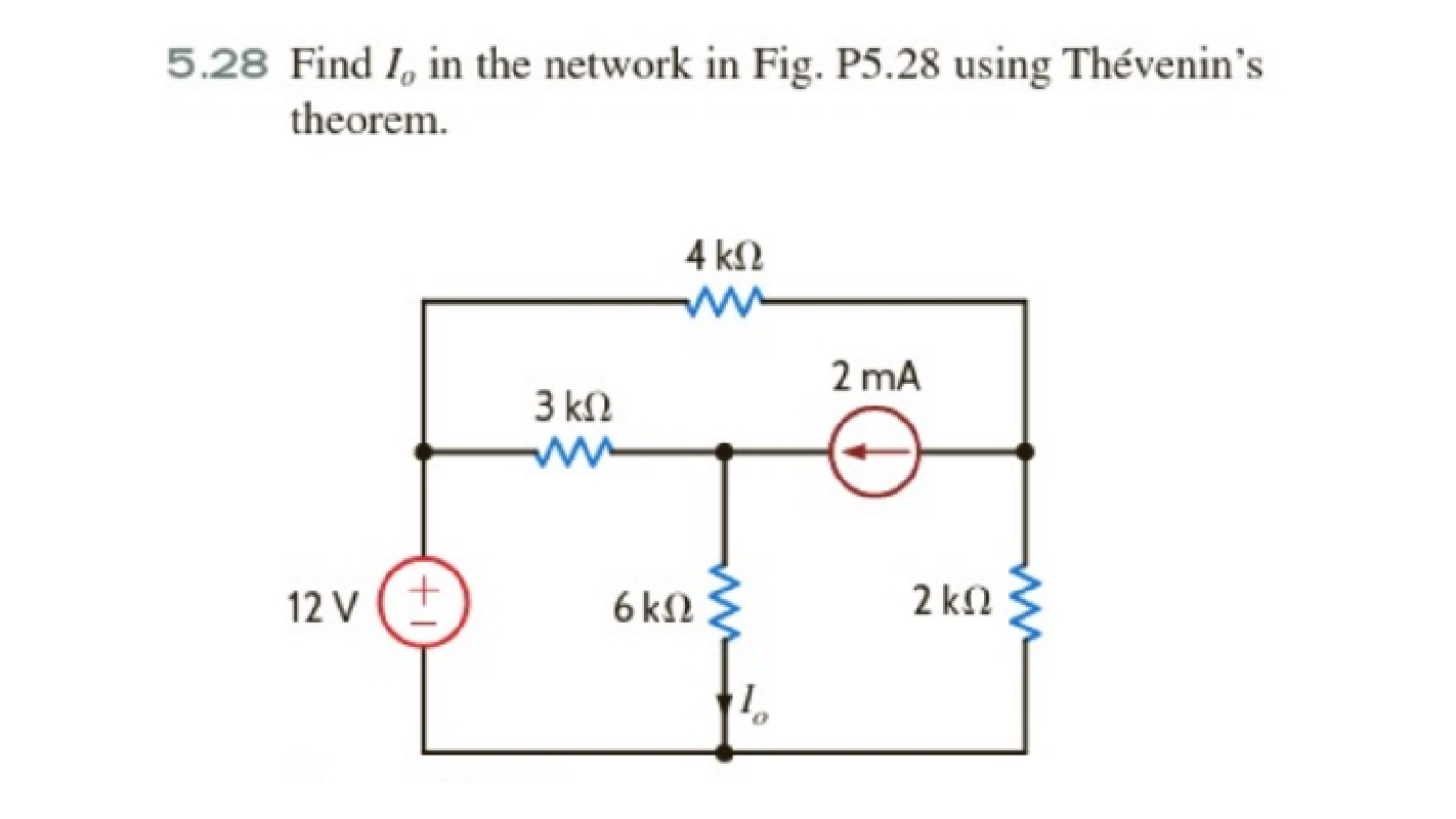 Solved 5.28 Find Io in the network in Fig. P5.28 using | Chegg.com