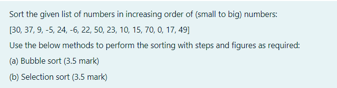 Solved Sort the given list of numbers in increasing order of | Chegg.com