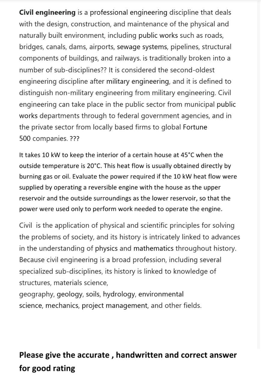 Solved Civil engineering is a professional engineering | Chegg.com