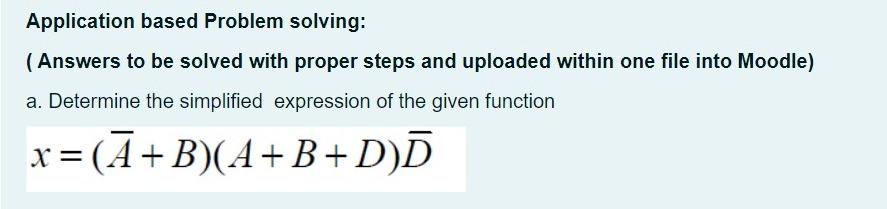 Solved Application based Problem solving: (Answers to be | Chegg.com