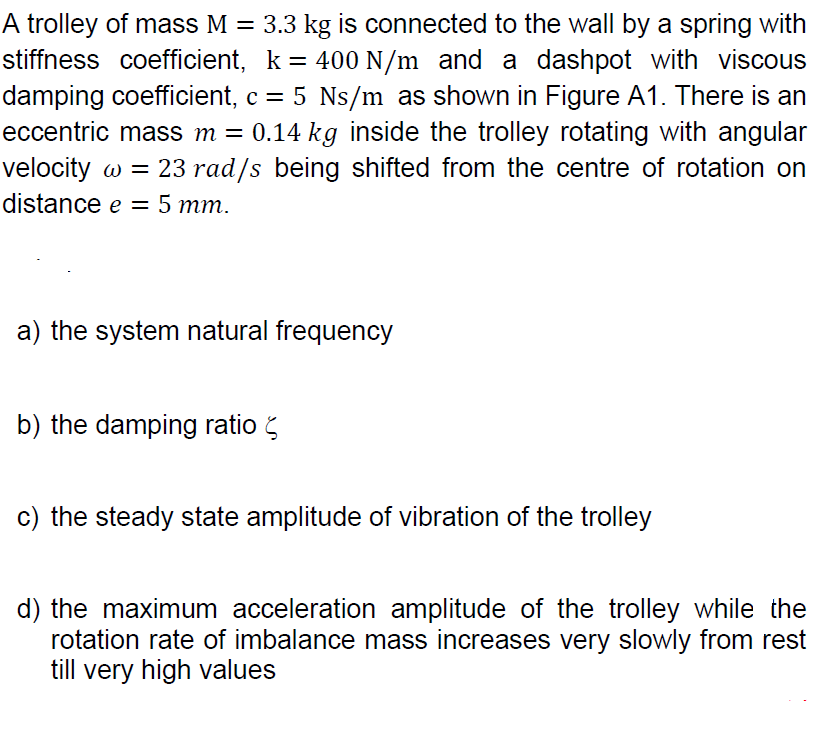 Solved Figure A1. Mass-spring-damper system with rotating | Chegg.com