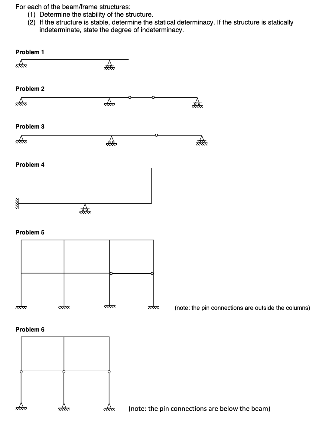 Solved For each of the beam/frame structures:(1) ﻿Determine | Chegg.com