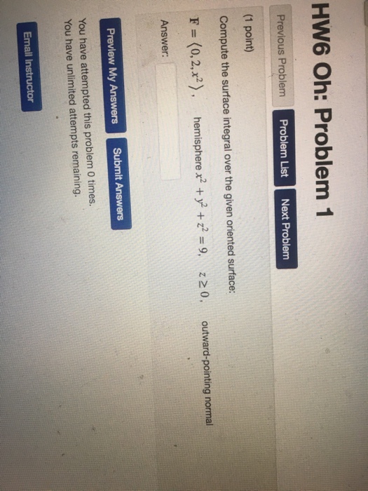 Solved HW6 Oh: Problem1 Previous Problem Problem Lst Ner | Chegg.com