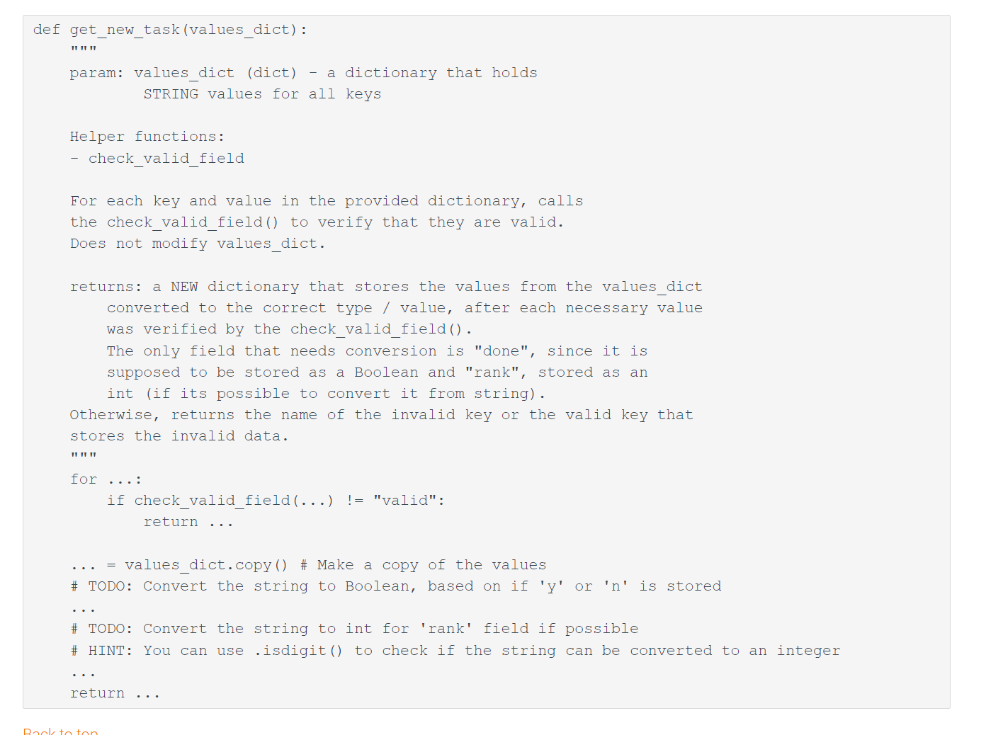 Solved Def Getnewtaskvaluesdict Param Valuesdict