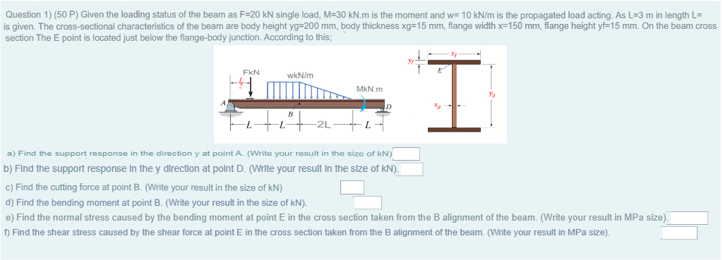 Solved Question 1) (50 P) Given the loading status of the | Chegg.com