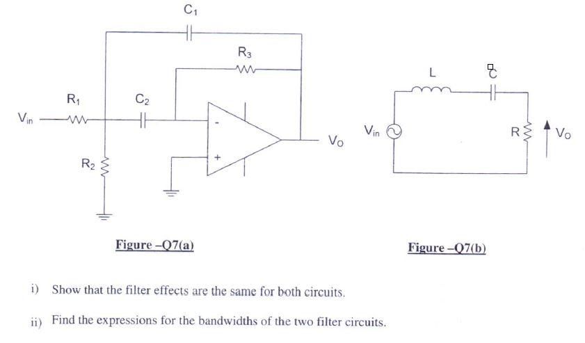 Solved Figure-vi(a) Figure −Q7(b) i) Show that the filter | Chegg.com