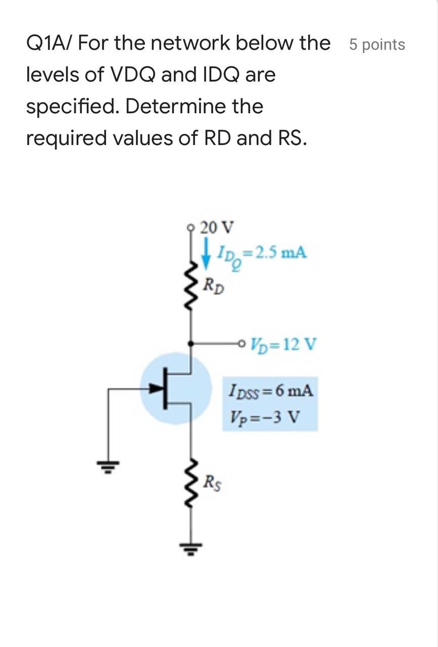 Solved Q1A/ For the network below the 5 points levels of VDQ | Chegg.com