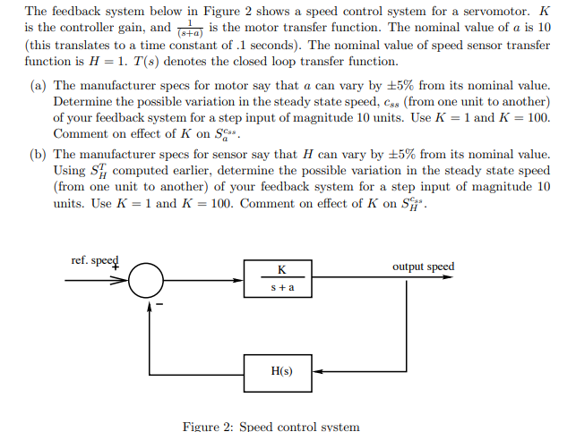 Solved The feedback system below in Figure 2 shows a speed | Chegg.com