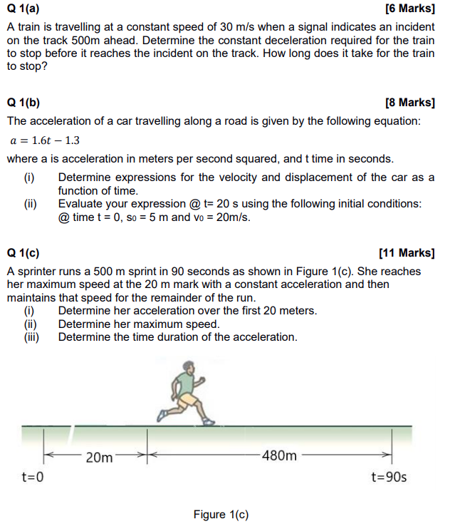 Solved Q 1(a) [6 Marks] A train is travelling at a constant | Chegg.com