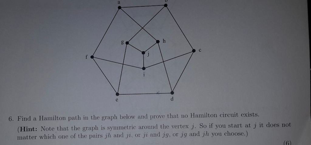 Solved 6. Find a Hamilton path in the graph below and prove | Chegg.com