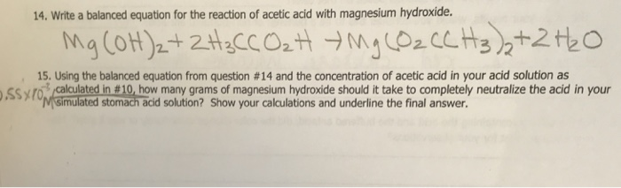 Solved 14 Write A Balanced Equation For The Reaction Of