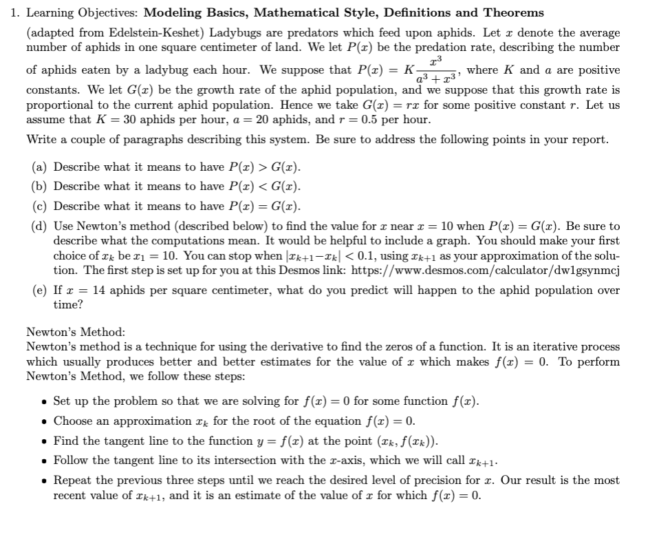 Solved 1. Learning Objectives: Modeling Basics, Mathematical | Chegg.com