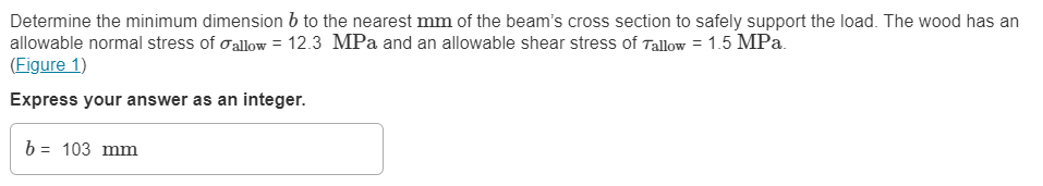 Solved Determine the minimum dimension b to the nearest mm | Chegg.com