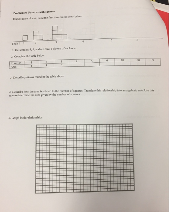 Solved Problem S: Patterns with squares Using square blocks, | Chegg.com