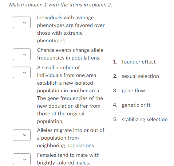 Solved Match column 1 with the items in column 2. The number | Chegg.com