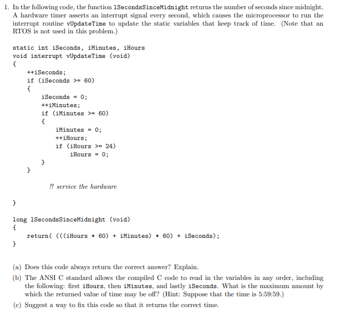 Solved 1. In the following code, the function 1 | Chegg.com