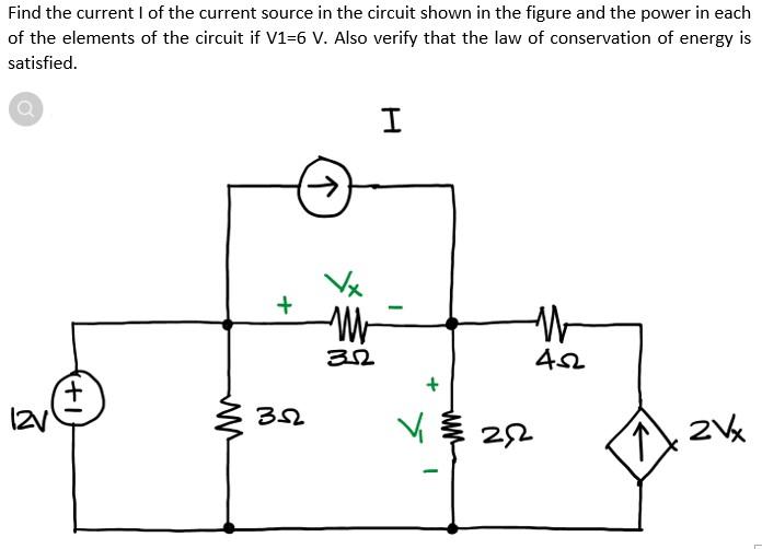 Solved Find the current I of the current source in the | Chegg.com