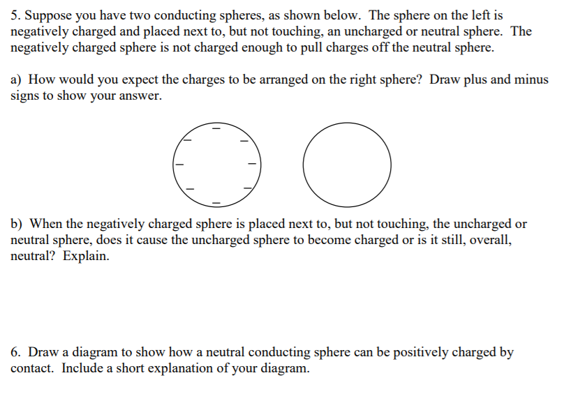 Solved 5. Suppose you have two conducting spheres, as shown | Chegg.com
