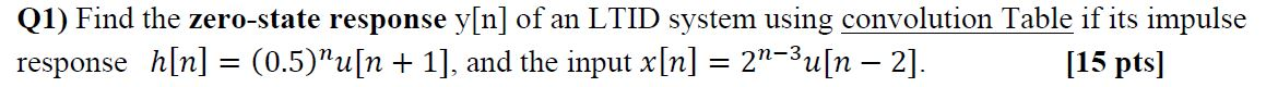 Solved (1) Find the zero-state response y[n] of an LTID | Chegg.com