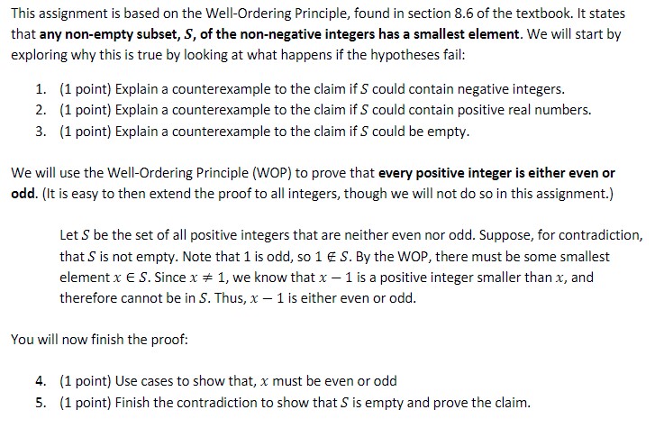 Solved This assignment is based on the Well-Ordering | Chegg.com